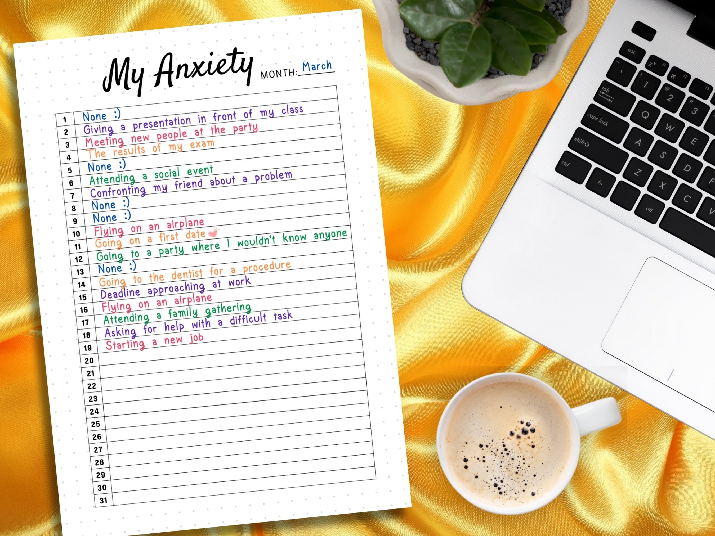 Anxiety Trigger Tracker, Printable Daily Journal, Emotional Wellness ...