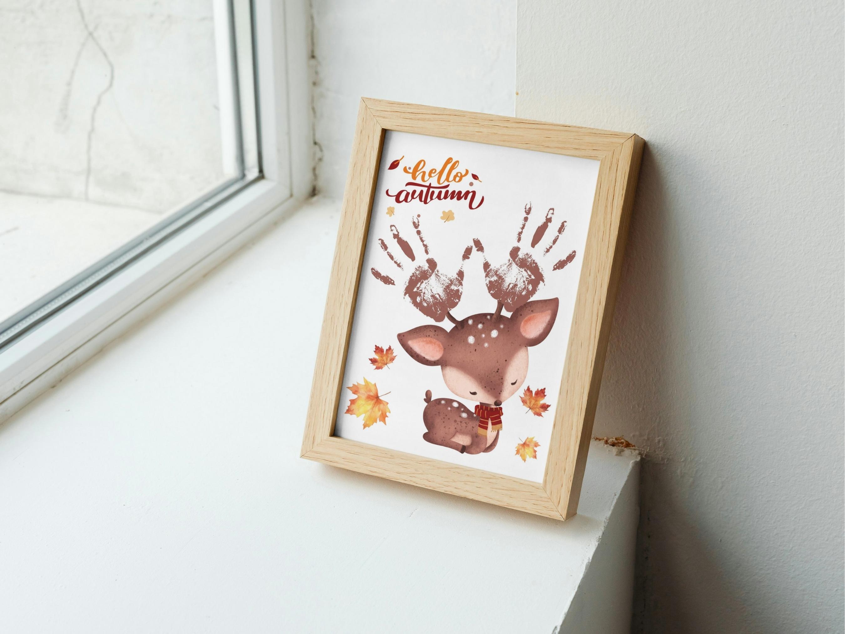 Fall Handprint Craft Printable Preschool Activity Fall Footprint Art DIY Kid Baby Keepsakes Gift ...