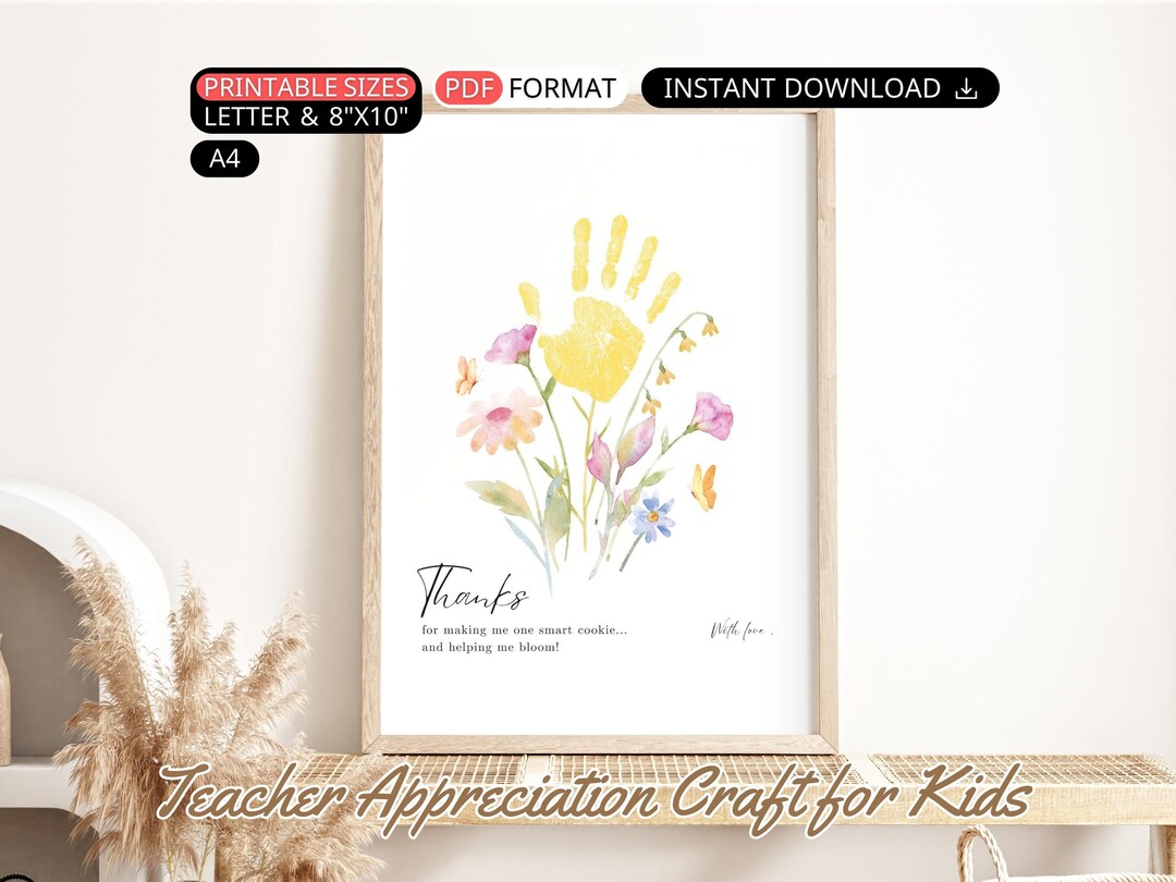Teacher Appreciation Handprint Craft: Thank You Handprint Flower Art ...