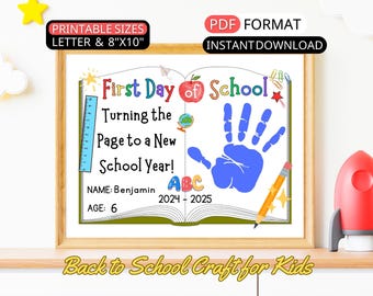 First Day of School Handprint Art, Back to School Activity, Handprint ...