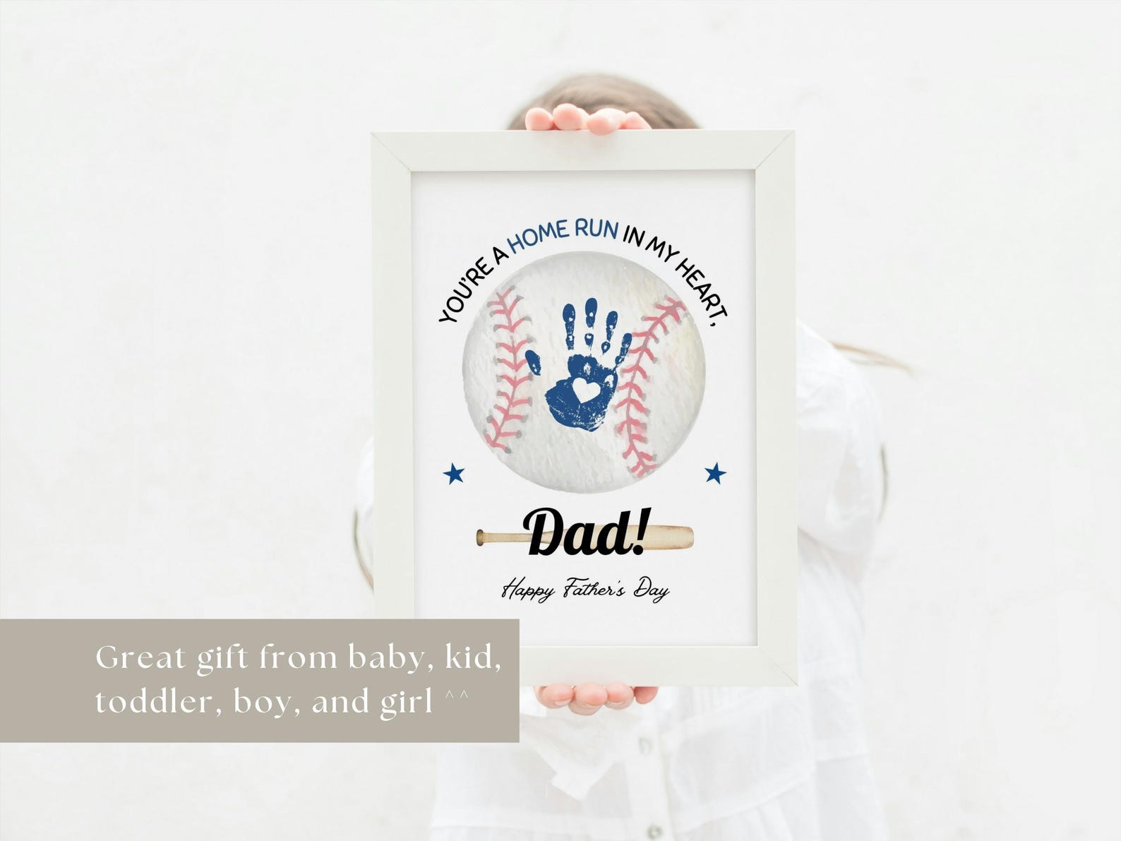 Baseball Fathers Day Handprint Craft DIY Toddler Gift for Dad Handprint ...
