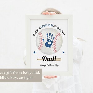 Baseball Fathers Day Handprint Craft DIY Toddler Gift for Dad Handprint ...