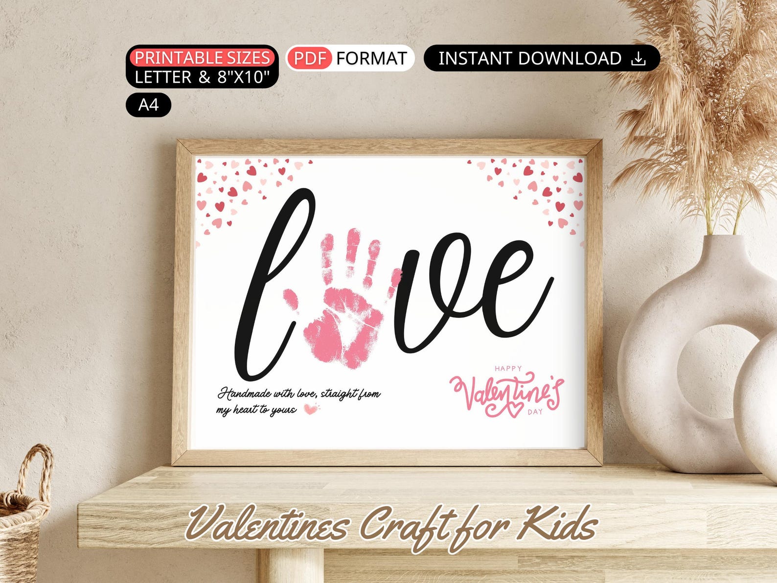 Valentines Day Handprint Craft DIY Toddler Keepsake: Love Handprint Art ...