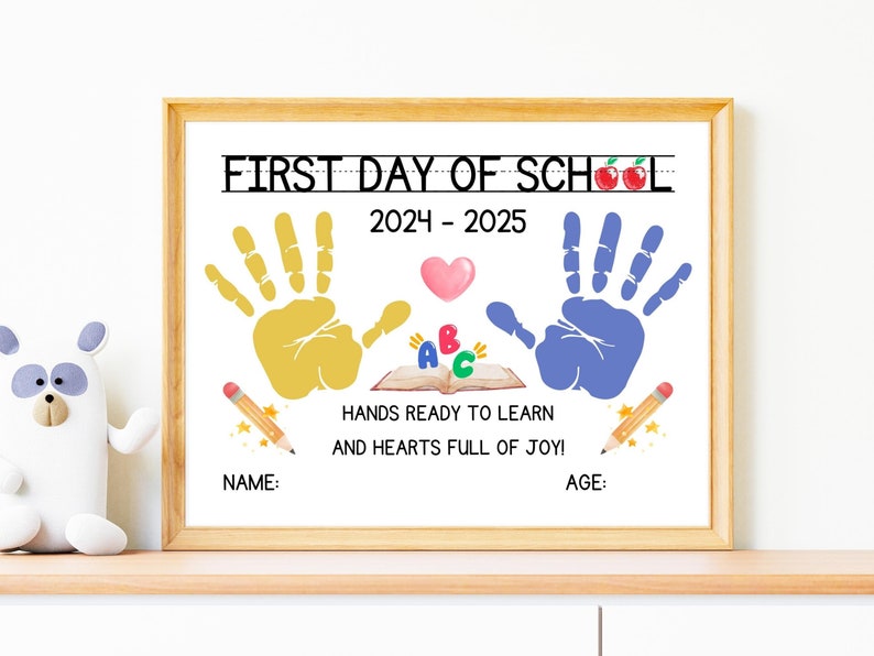 First Day of School Handprint Craft Kid Back to School Craft Diys Kid ...