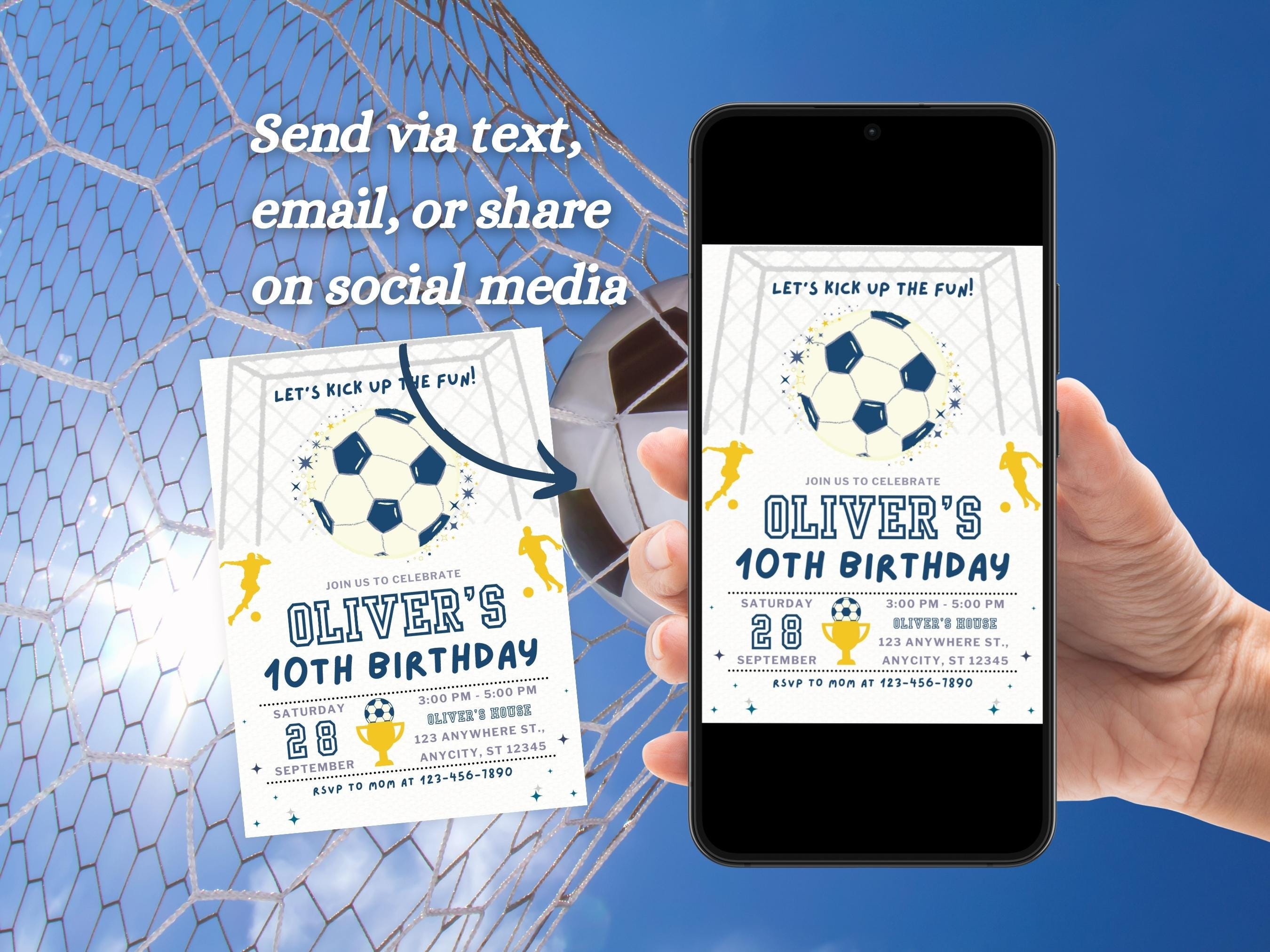 Soccer Birthday Party Invitation Template Editable Soccer Birthday ...