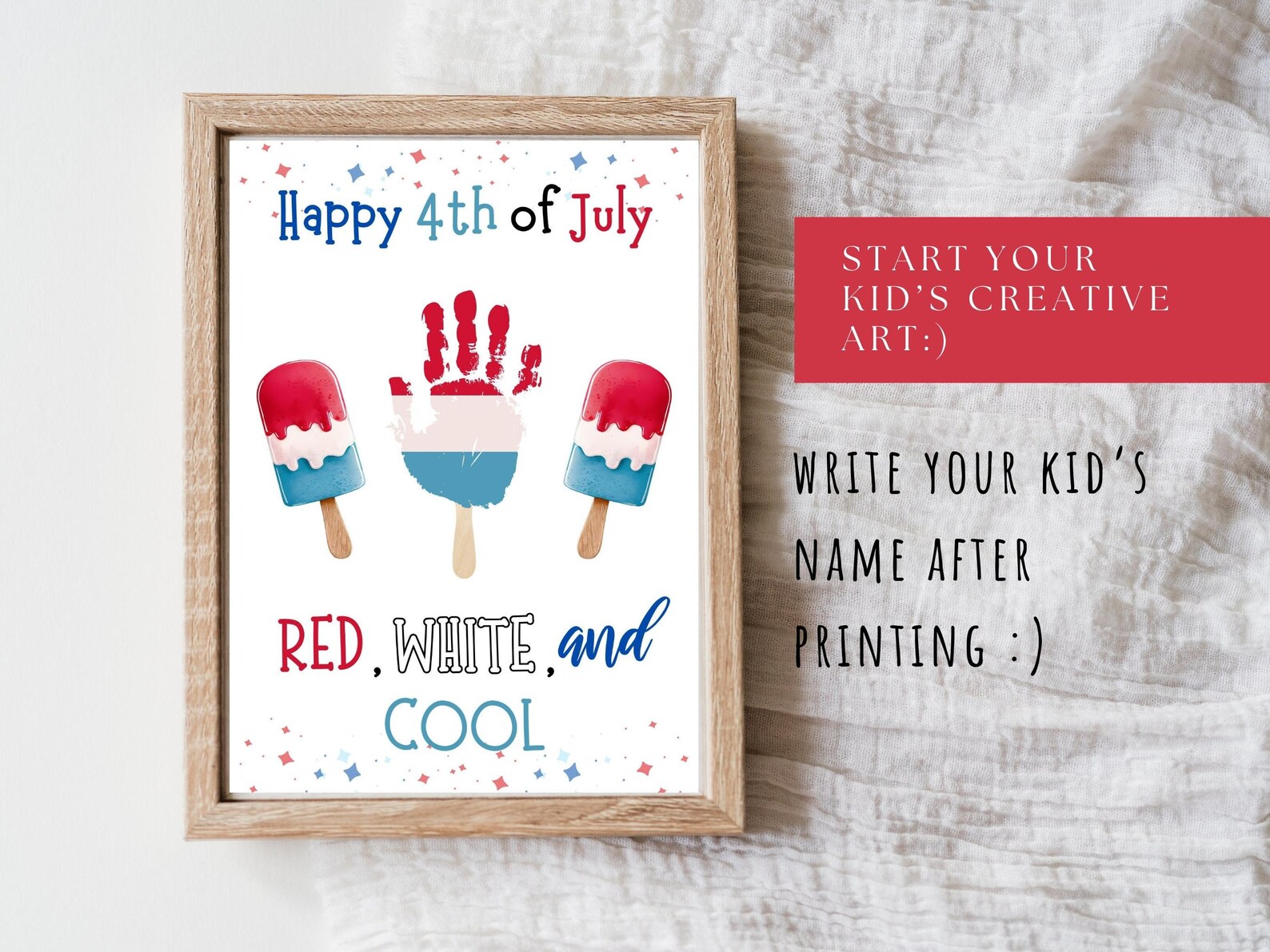 4th of July Handprint Craft Kids Printable Patriotic Toddler Keepsake ...
