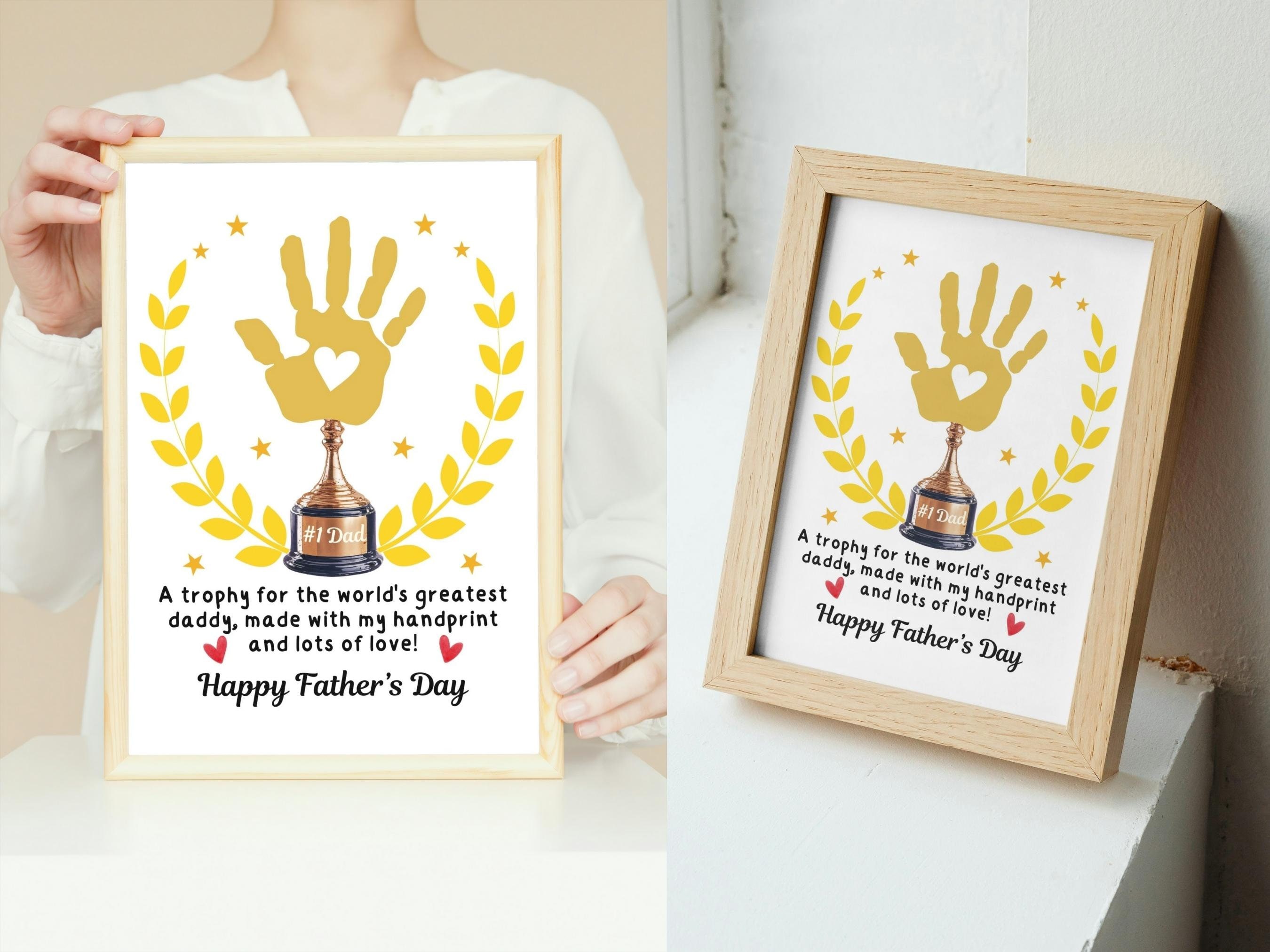 Easy Trophy Fathers Day Handprint Craft Preschool Activity Printable ...