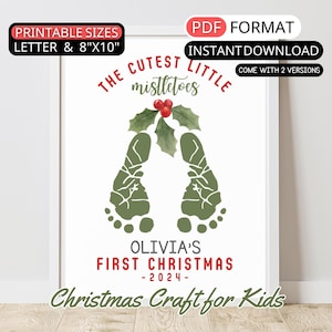 Christmas Footprint Art Kid Mistletoes Footprint Craft DIY Toddler ...