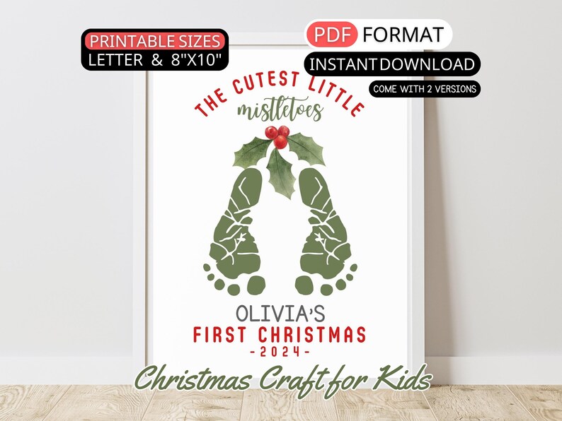 Christmas Footprint Art Kid Mistletoes Footprint Craft DIY Toddler ...