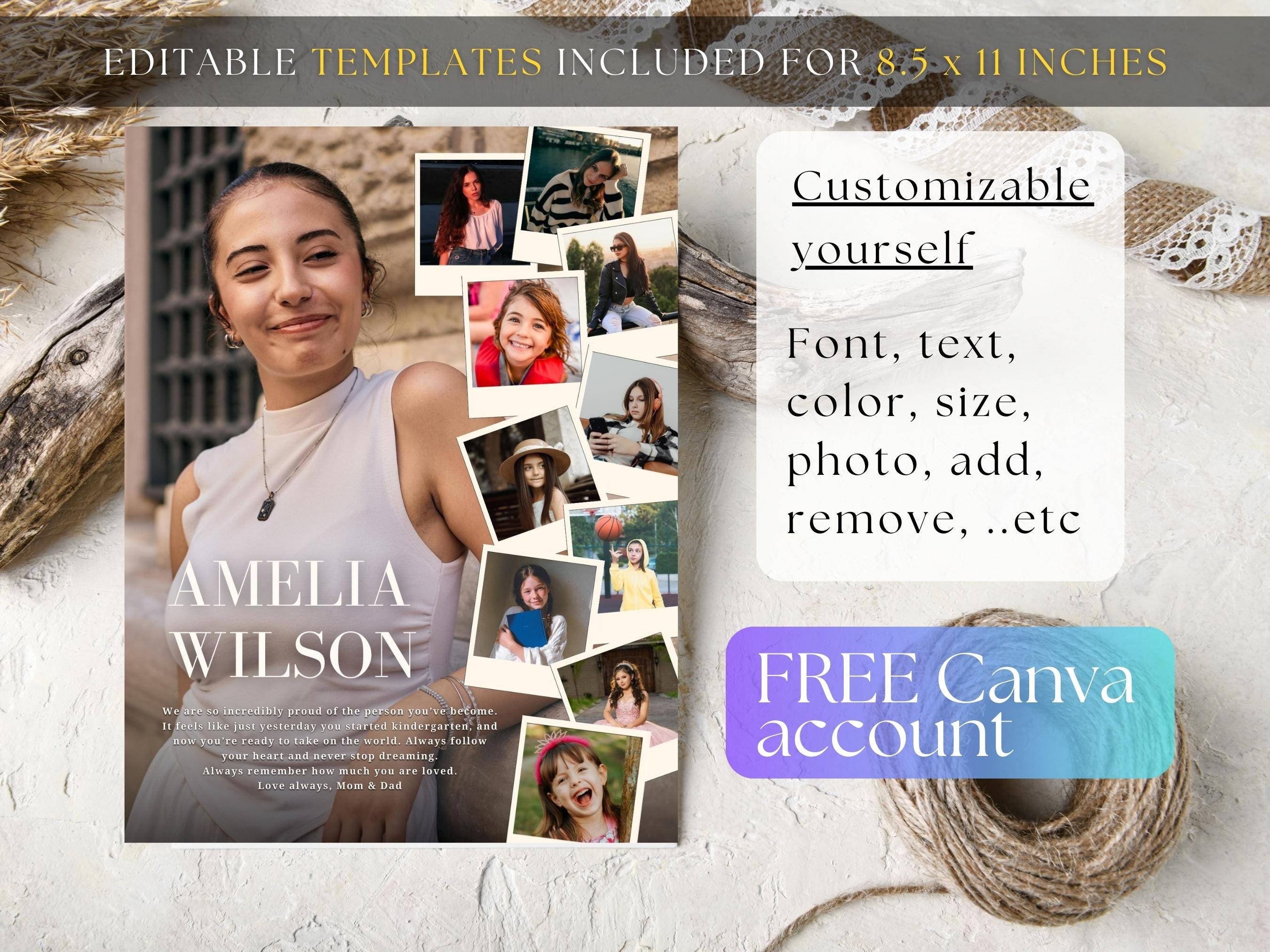 Senior Yearbook Ad Template Canva: Full Page Yearbook Ad Digital Modern ...