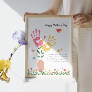 Mothers Day Handprint Flower Craft Printable, DIY Mother's Day Poem ...