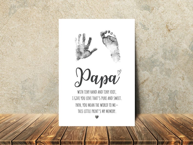 Fathers Day Handprint Art Poem for Papa Footprint Craft DIY Baby ...