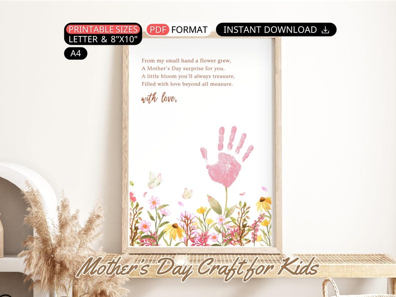 Mothers Day Handprint Flower Craft: Floral Handprint Art Poem Gift for ...