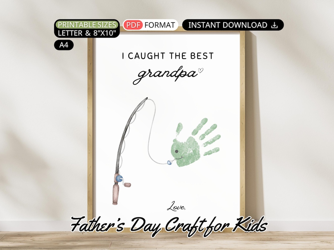 Grandpa Handprint Craft DIY Toddler Keepsake Fish Handprint Art ...