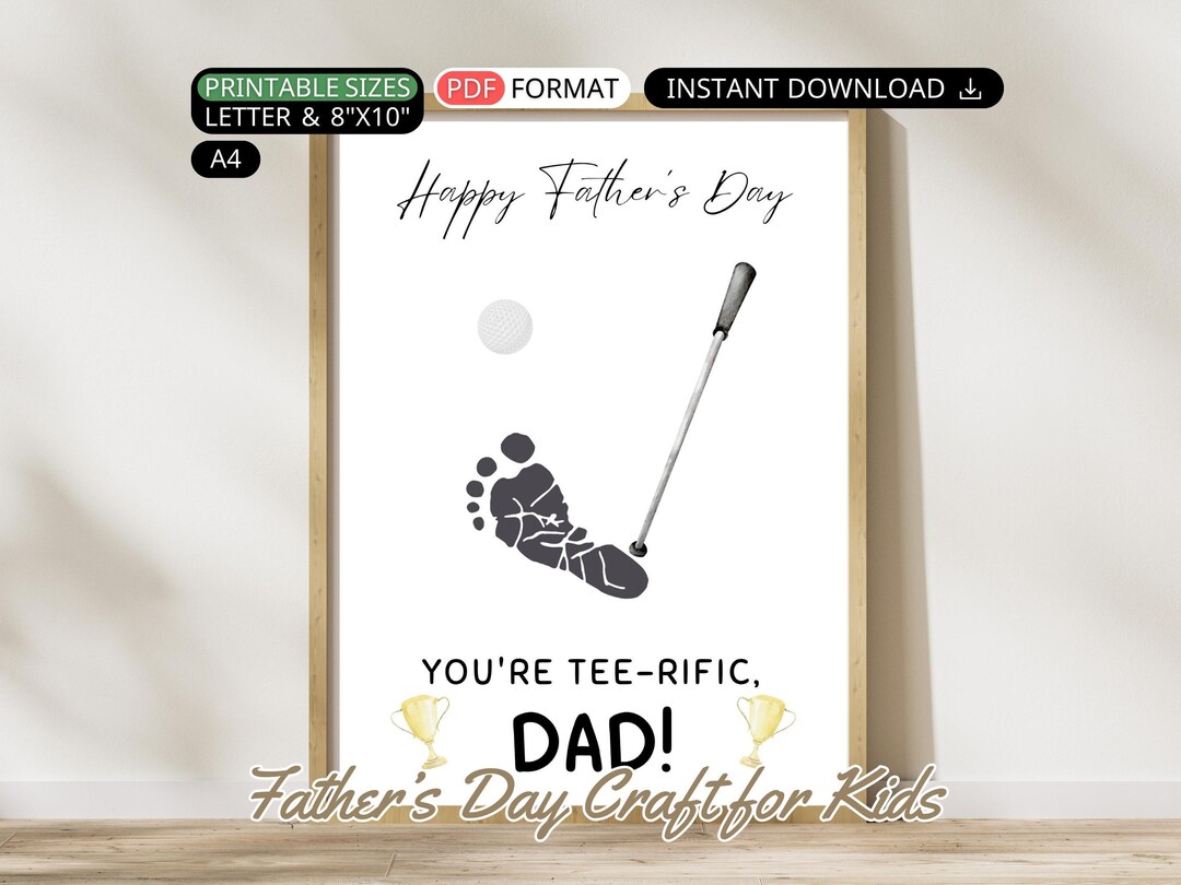 Fathers Day Footprint Craft Printable Golf Footprint Art for Toddler ...