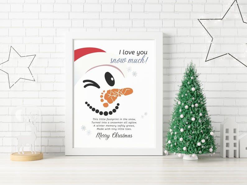 Christmas Footprint Art Poem Kid: Snowman Footprint Craft Baby Toddler ...