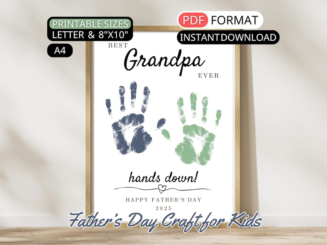 Best Grandpa Hands Down Handprint Art Kid Fathers Day Handprint Craft ...