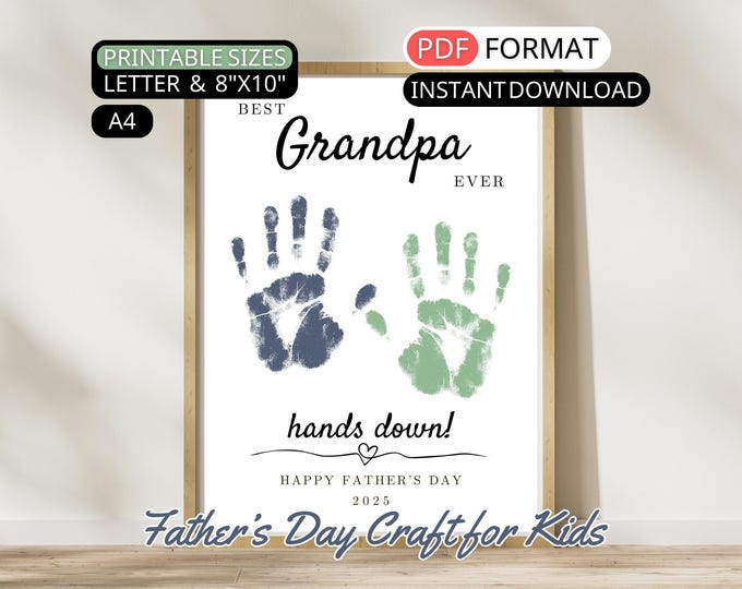 Grandpa Handprint Craft, Handprint Craft, Handprint Printable, Father's ...