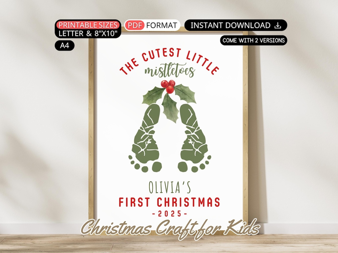Christmas Footprint Art Kid: Mistletoes Footprint Craft Toddler ...