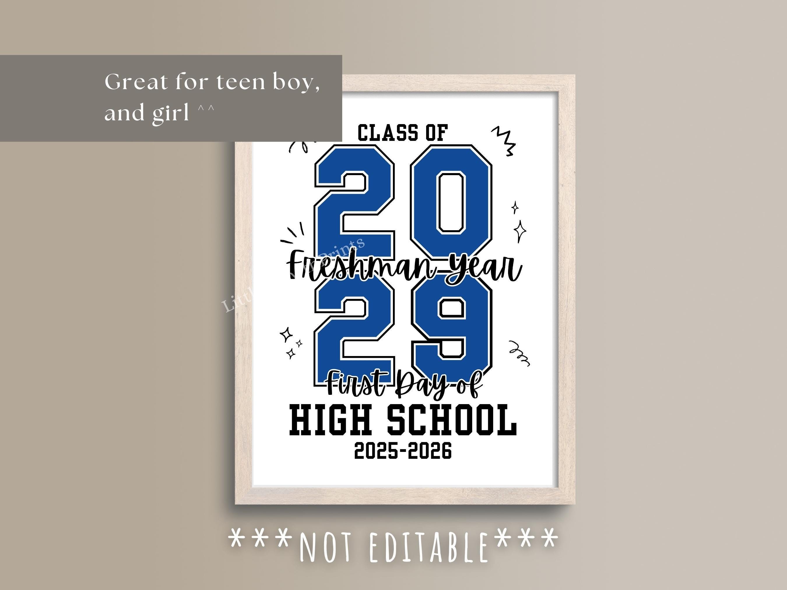 First Day of High School Sign Class of 2029 Freshman Year Sign ...