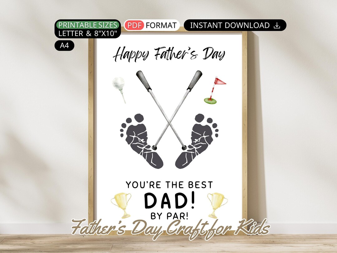 Fathers Day Golf Footprint Craft Printable Best Dad by Par Gift DIY ...
