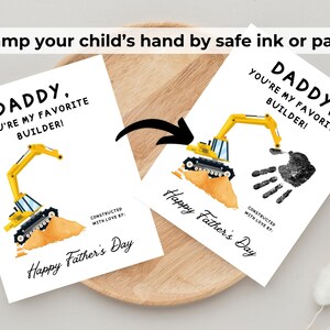 Fathers Day Handprint Craft Dad Construction Digger DIY Toddler ...