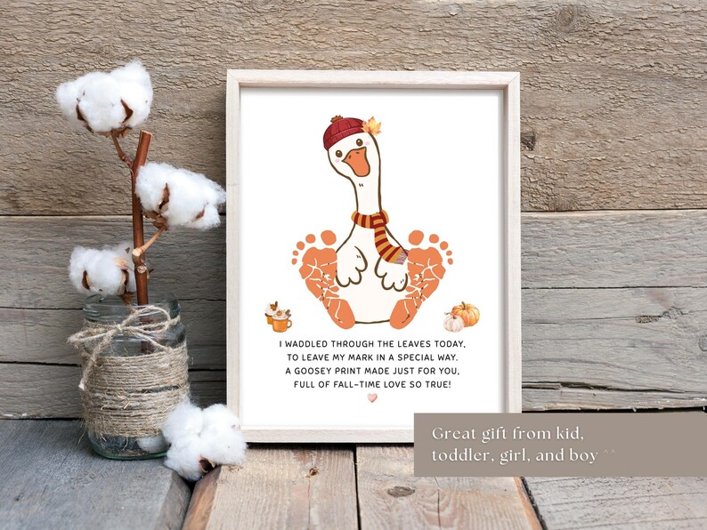 Fall Footprint Art for Infant Printable Goose Footprint Art DIY Baby ...