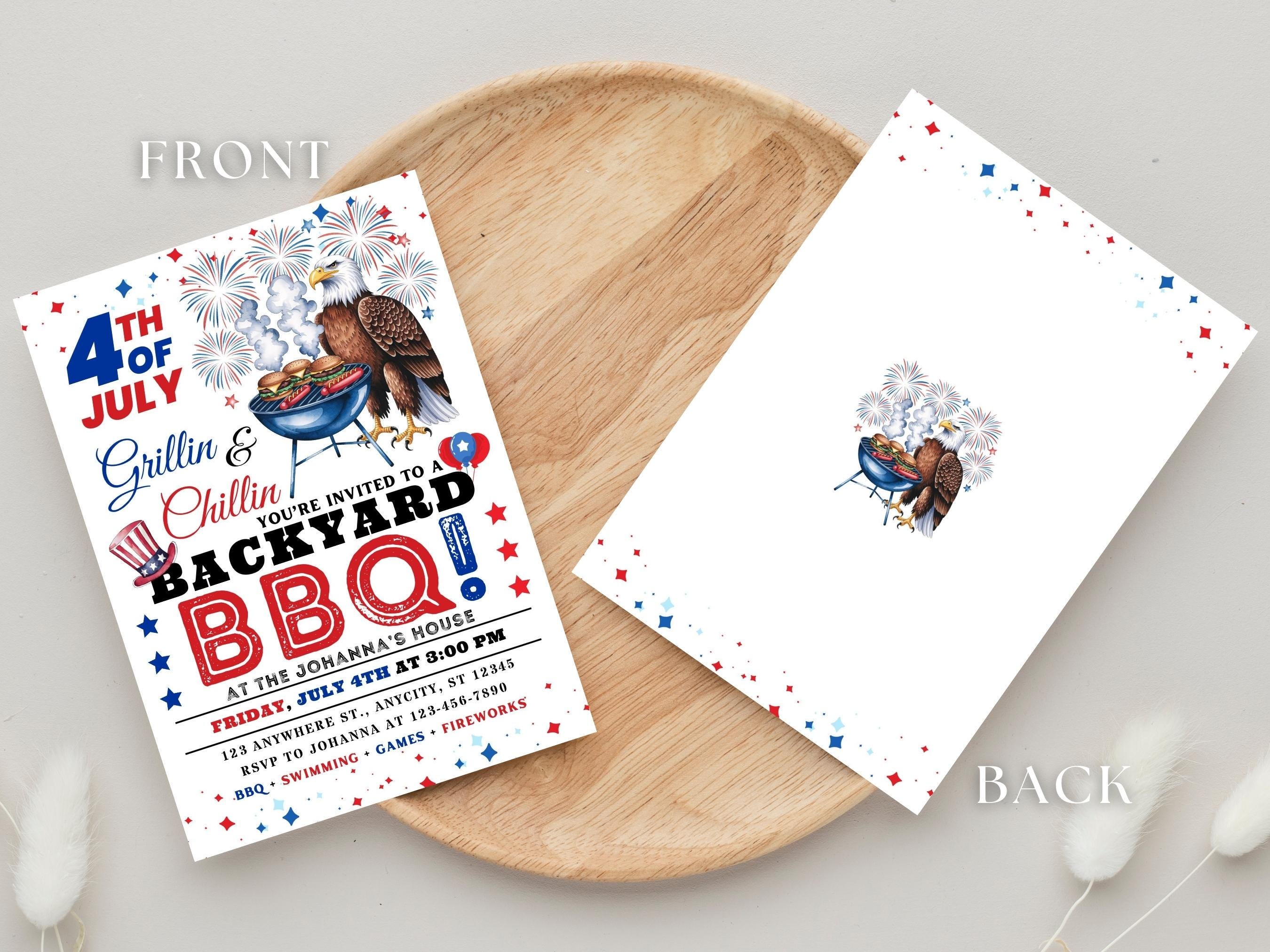 4th of July BBQ Party Invitation Template: Fourth of July BBQ Invite ...
