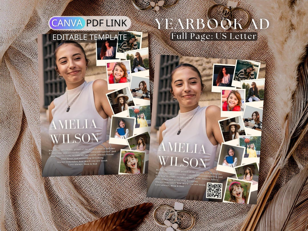 Senior Yearbook Ad Template Canva: Full Page Yearbook Ad Digital Modern ...