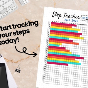 Step Tracker Monthly Fitness Goal Tracker: Printable Health Journal ...
