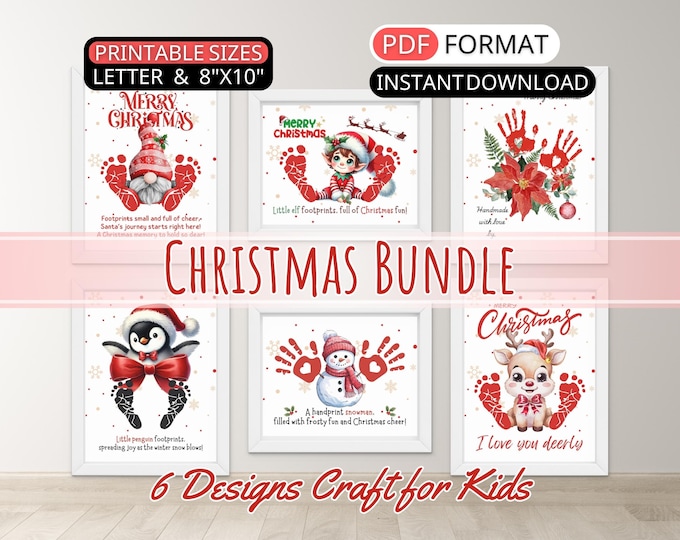 Christmas Handprint & Footprint Art Printable Bundle/christmas Art ...
