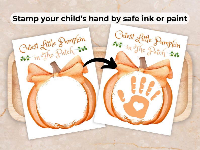Coquette Bow Pumpkin Handprint Art Kid Fall Handprint Craft DIY Baby ...