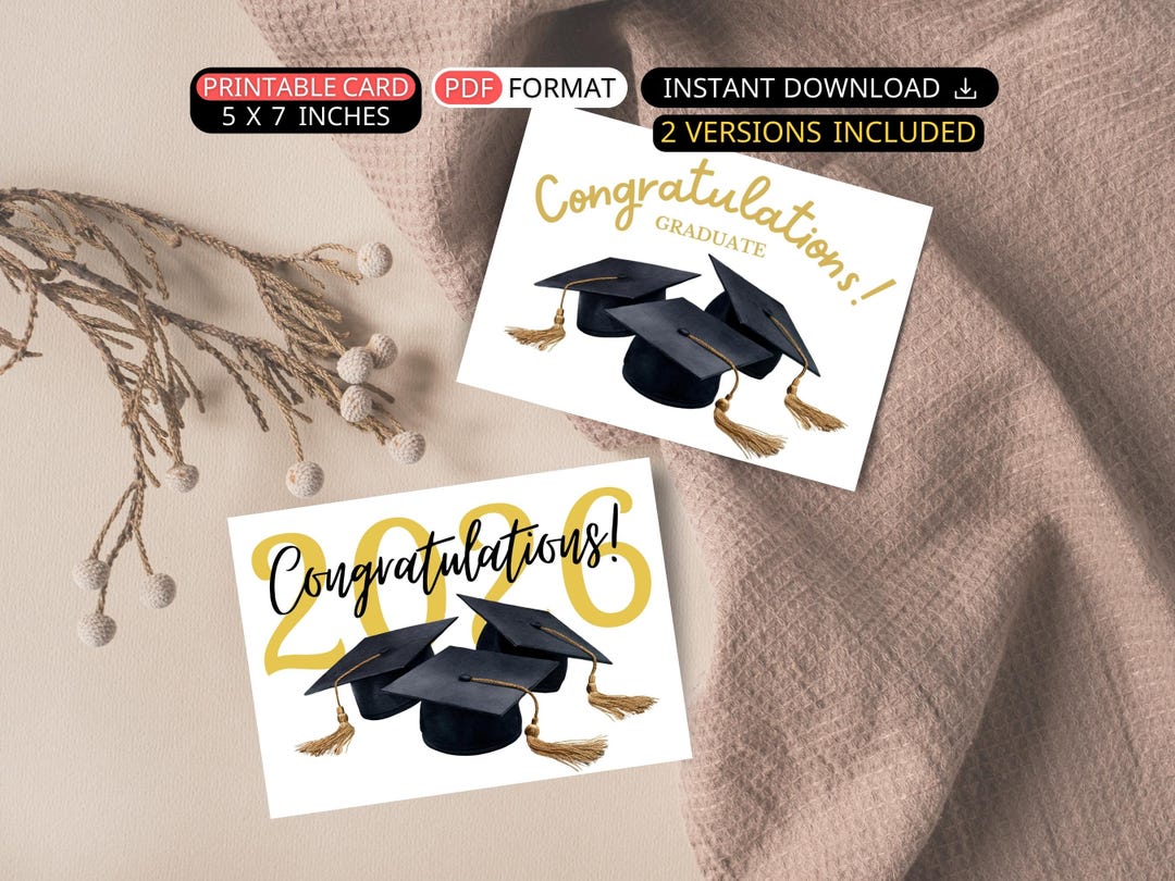 Congratulations Graduate Card: Graduation Cap Card Printable Congrats ...
