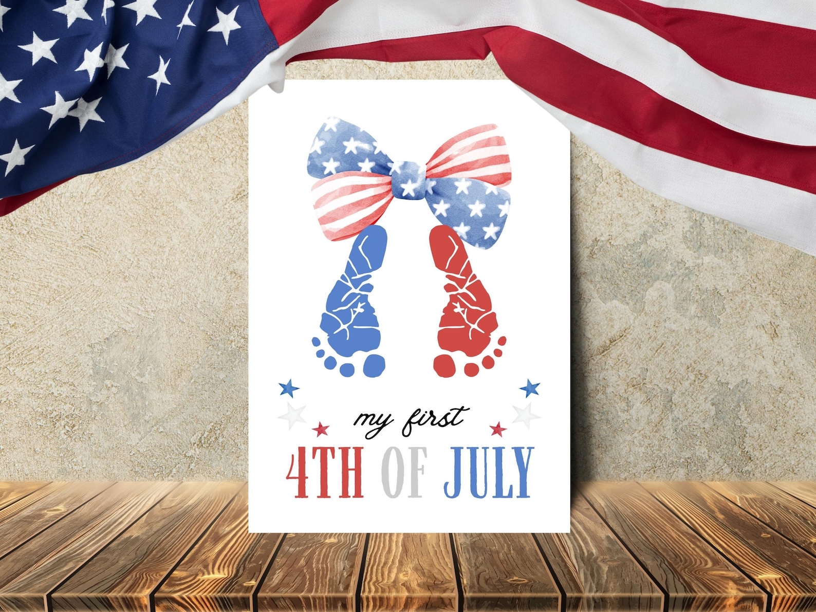 My First 4th of July Baby Footprint Art Kid, Patriotic Toddler Keepsake ...