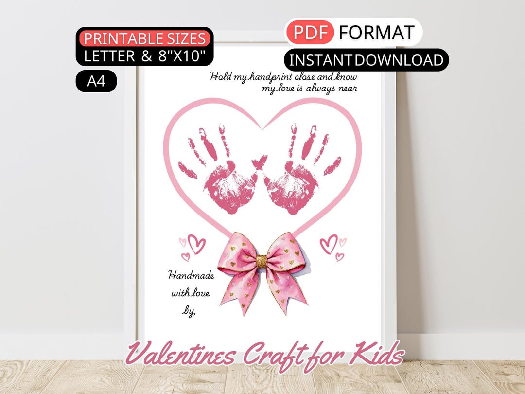 Valentines Handprint Art Kid DIY Baby Keepsakes Gift Printable ...