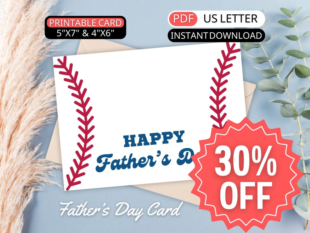 Fathers Day Baseball Card Birthday for Husband Printable Happy Fathers ...
