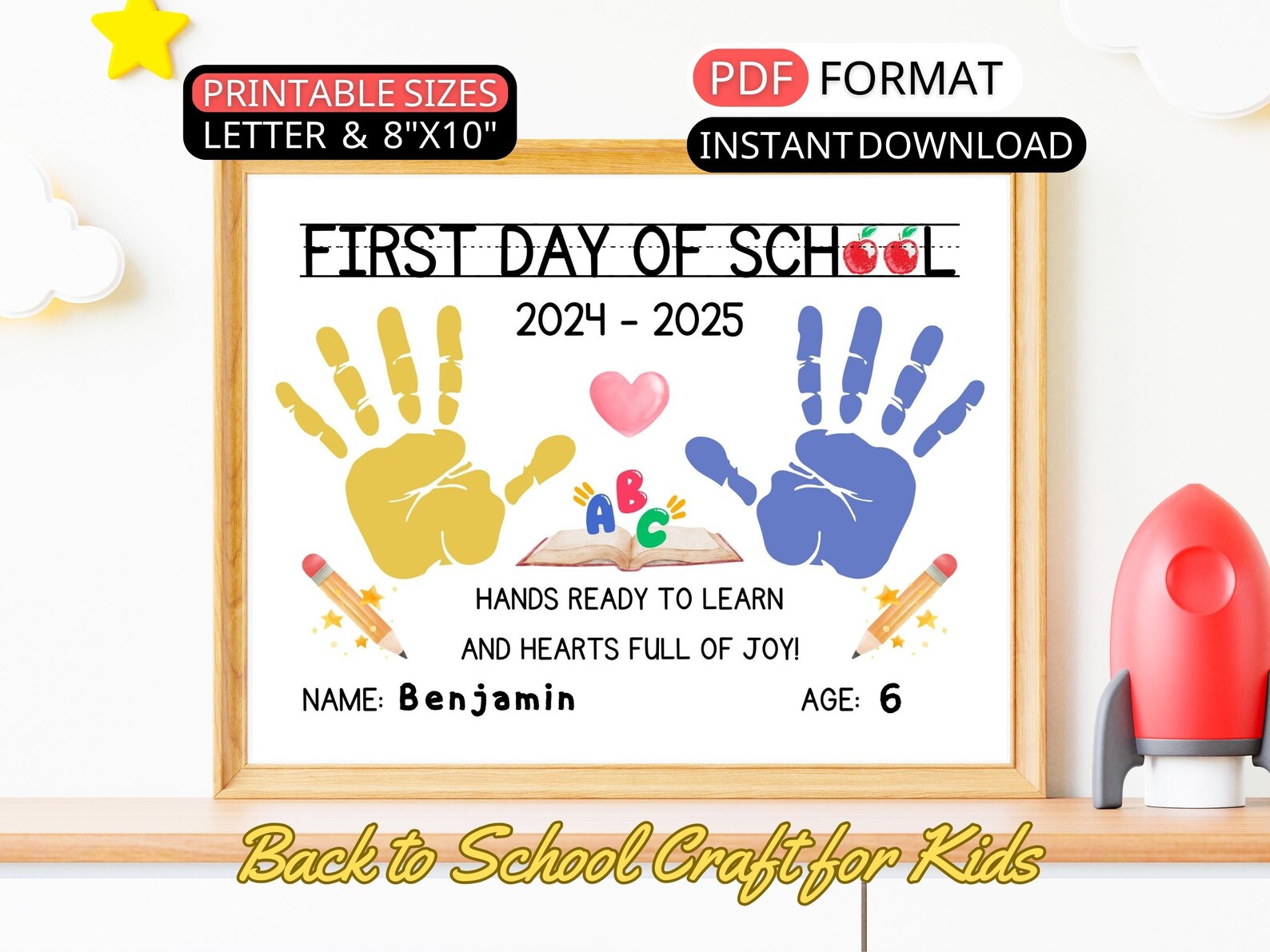 First Day of School Handprint Craft Kid Back to School Craft Diys Kid ...