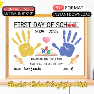 First Day of School Handprint Craft Kid Back to School Craft Diys Kid ...
