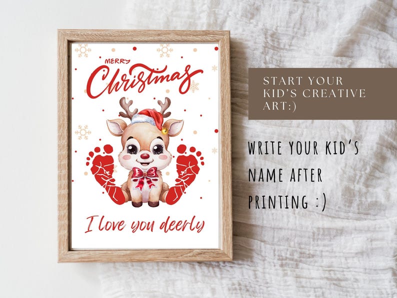 Christmas Footprint Art Kid: Reindeer Footprint Craft DIY Toddler ...