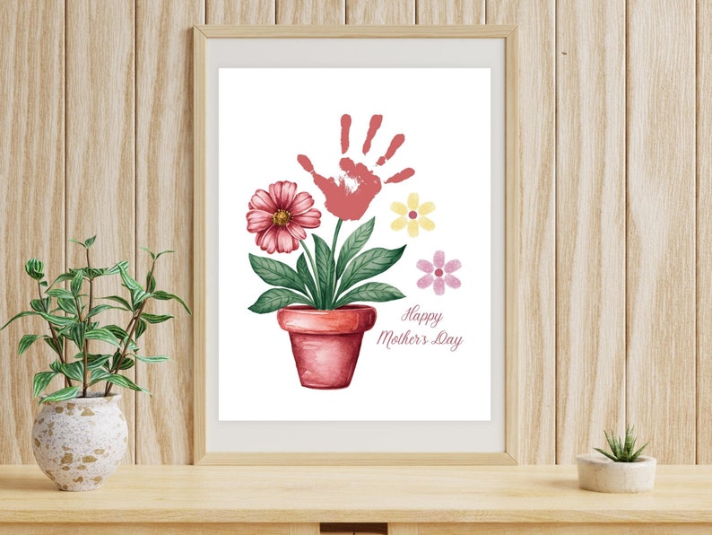 Flower Handprint Mothers Day Card Diys Kid Craft for Mom Handprint Art ...