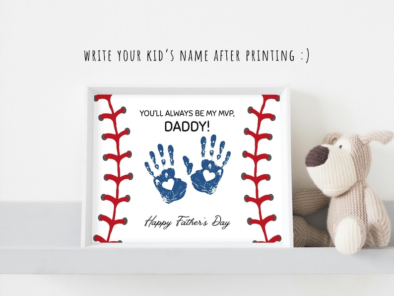 Fathers Day Handprint Craft Dad Baseball Handprint Art Printable Daddy ...