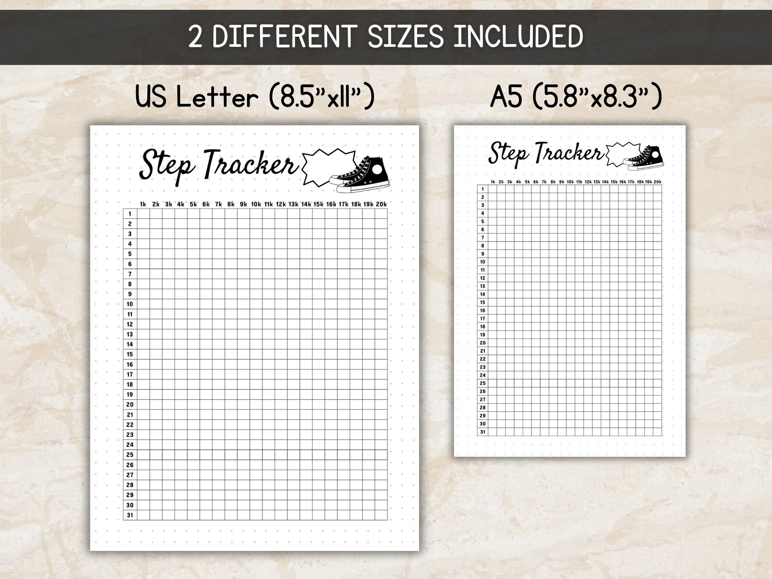 Step Tracker Monthly Fitness Goal Tracker: Printable Health Journal ...