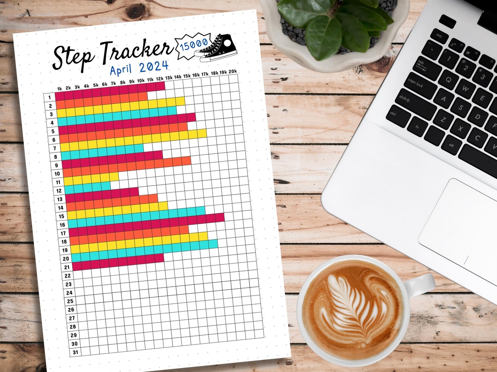 Step Tracker Monthly Fitness Goal Tracker: Printable Health Journal ...