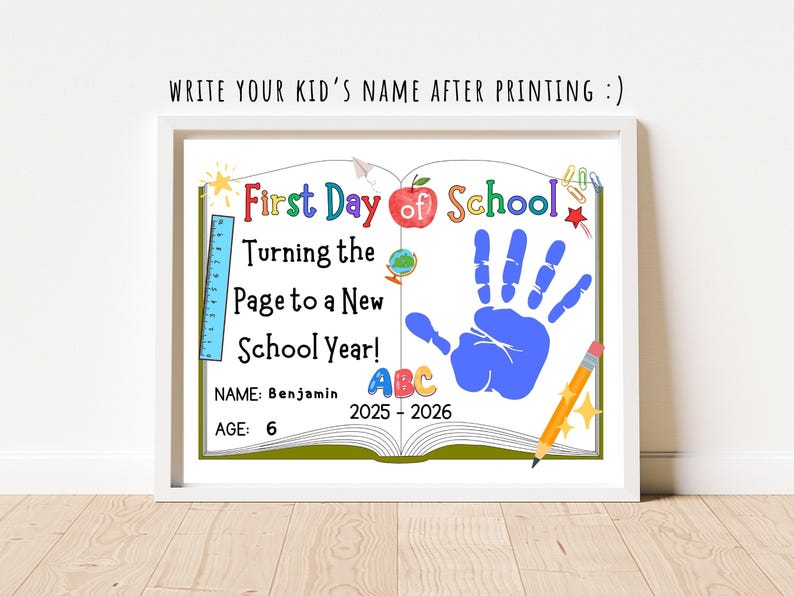 First Day of School Handprint Craft Kids Back to School Art Craft Diys ...