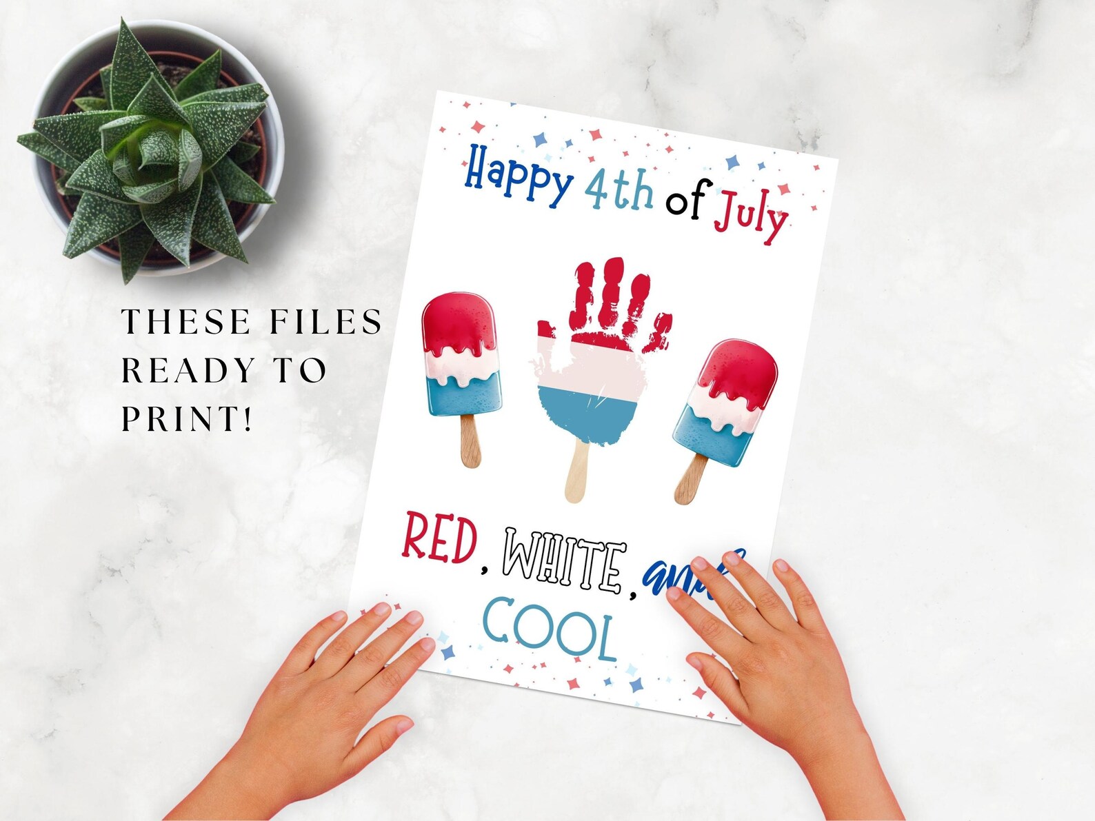 4th of July Handprint Craft Kids Printable Patriotic Toddler Keepsake ...