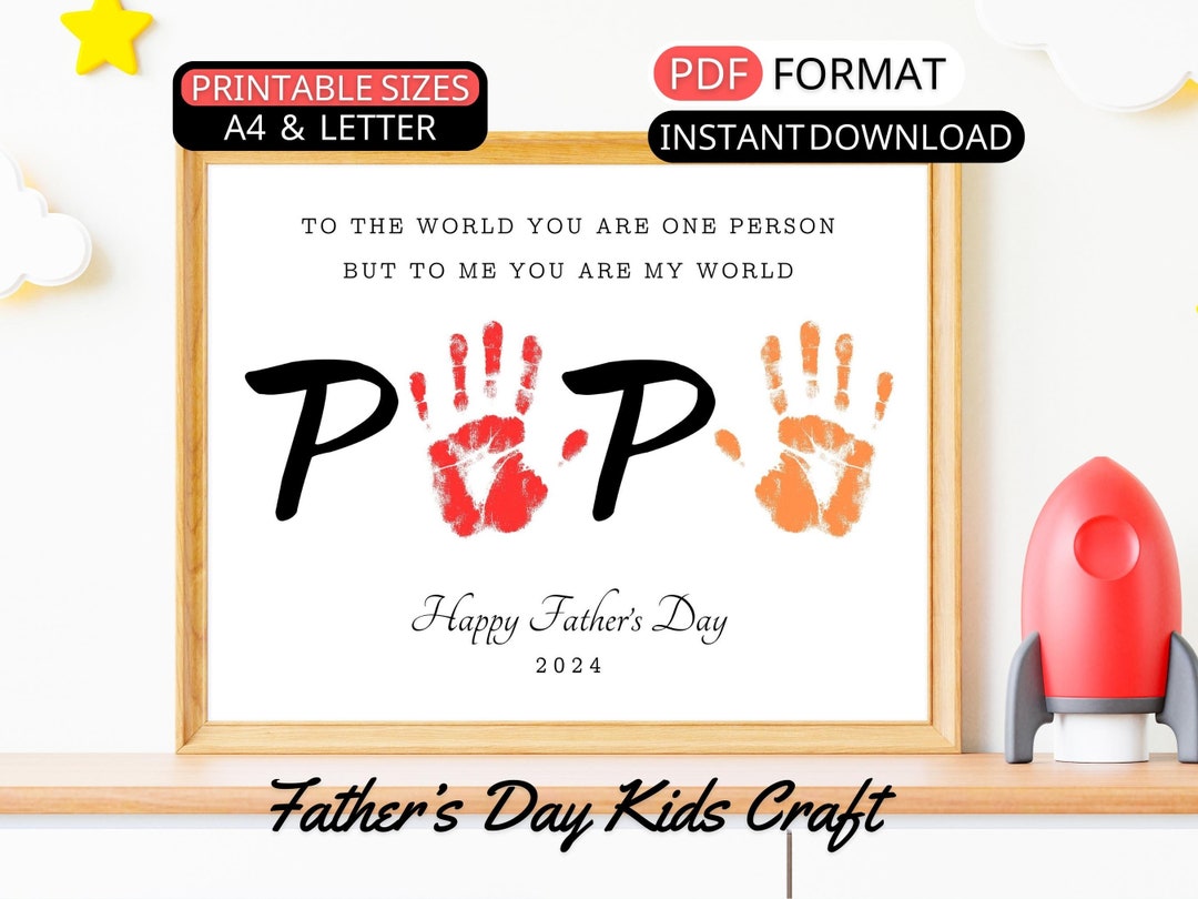 Fathers Day Handprint Craft Kids Art Printable Activity Preschool Gifts ...