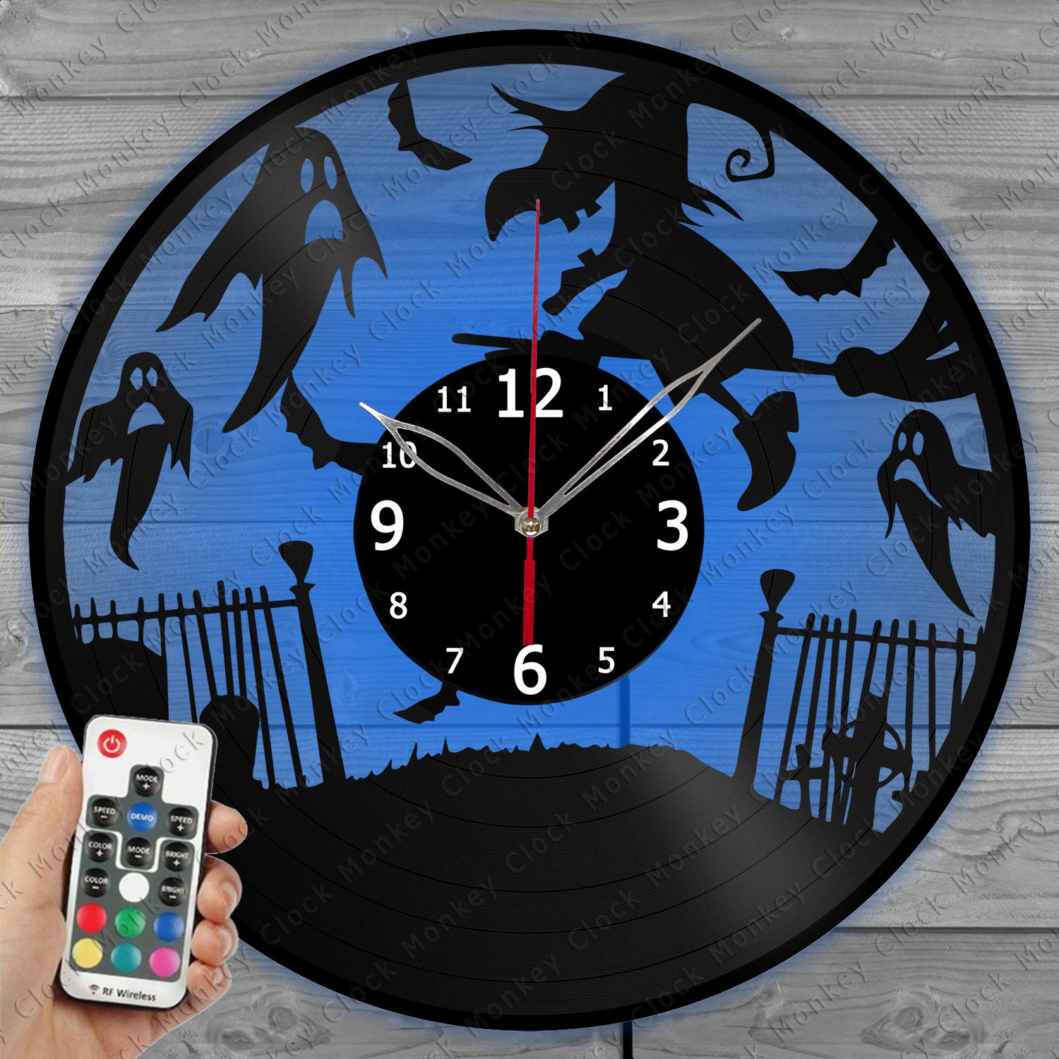 The Witches Clock With LED Light Vinyl Clock Home Decor Wall Clock ...