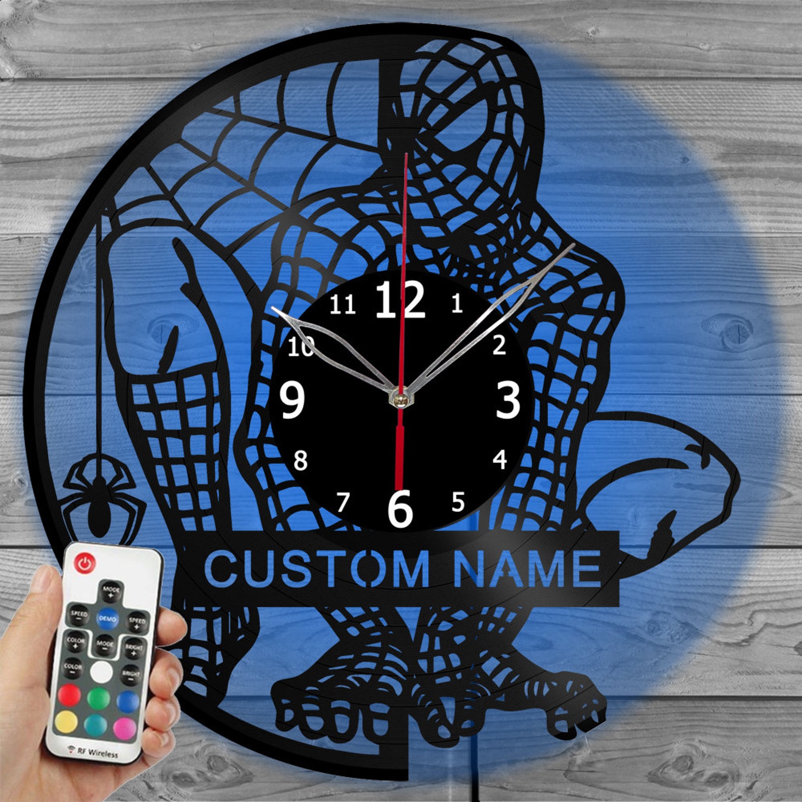 Superheroe Clock With LED Light Art Spiderman Decor Vinyl Record Wall ...