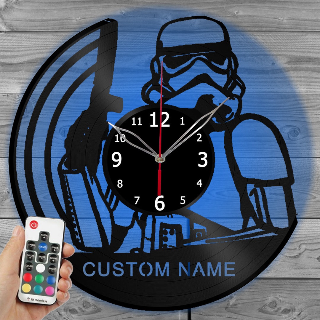 Star Clone Trooper Clock With LED Light Vinyl Clock Art Home Decor Wall ...