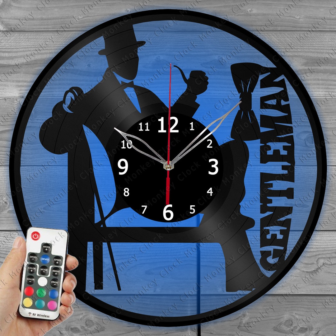 Best Gentleman Clock With LED Light Vinyl Clock Art Home Wall Clock ...